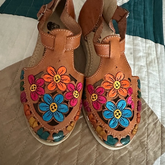 Shoes | Colorful Floral Embroidered Sandals | Poshmark